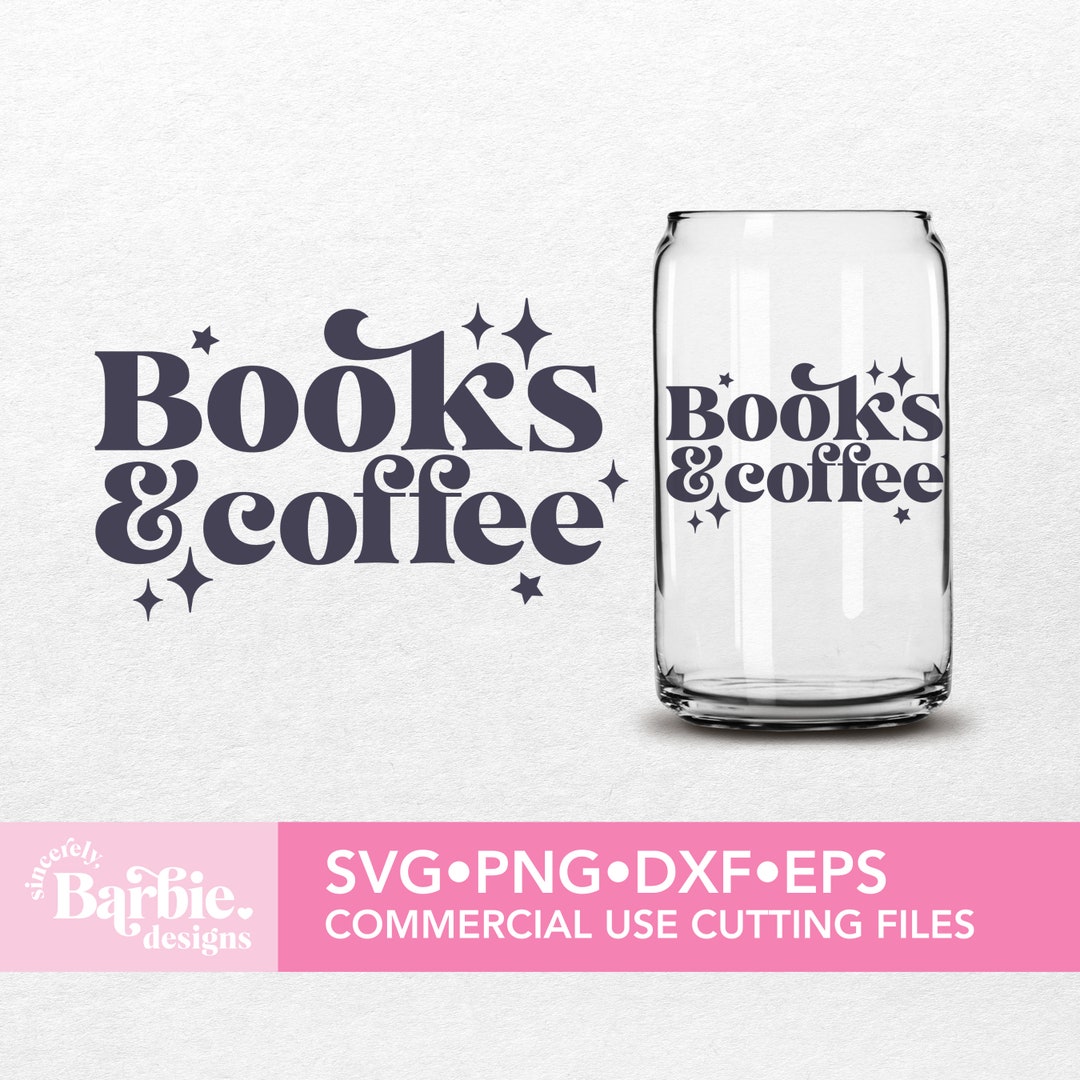 Book Svg Png Files | Books and Coffee | Reading Svg Digital Download - Etsy