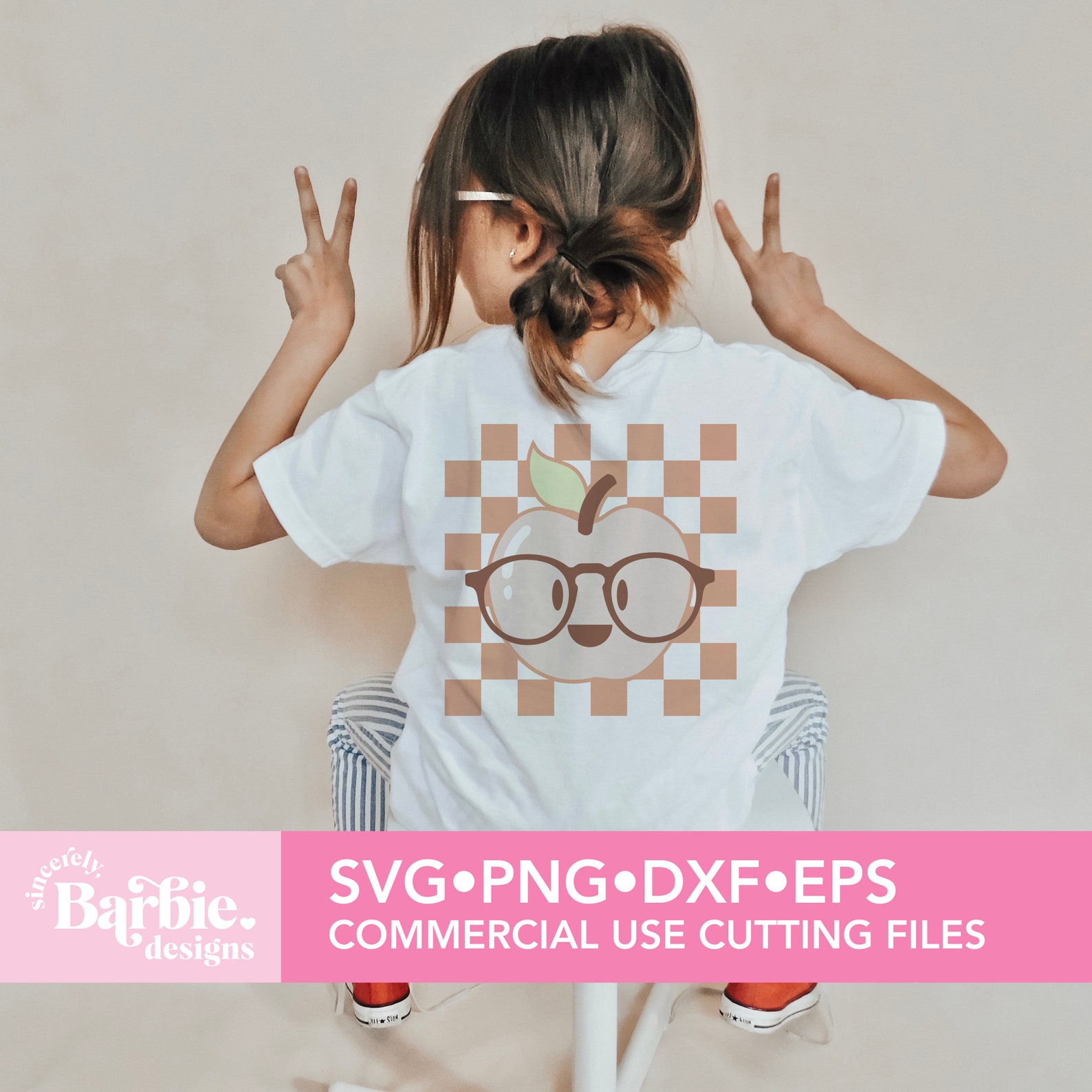 Happy Checkered Apple Smile SVG File for Kids and Teacher - Etsy