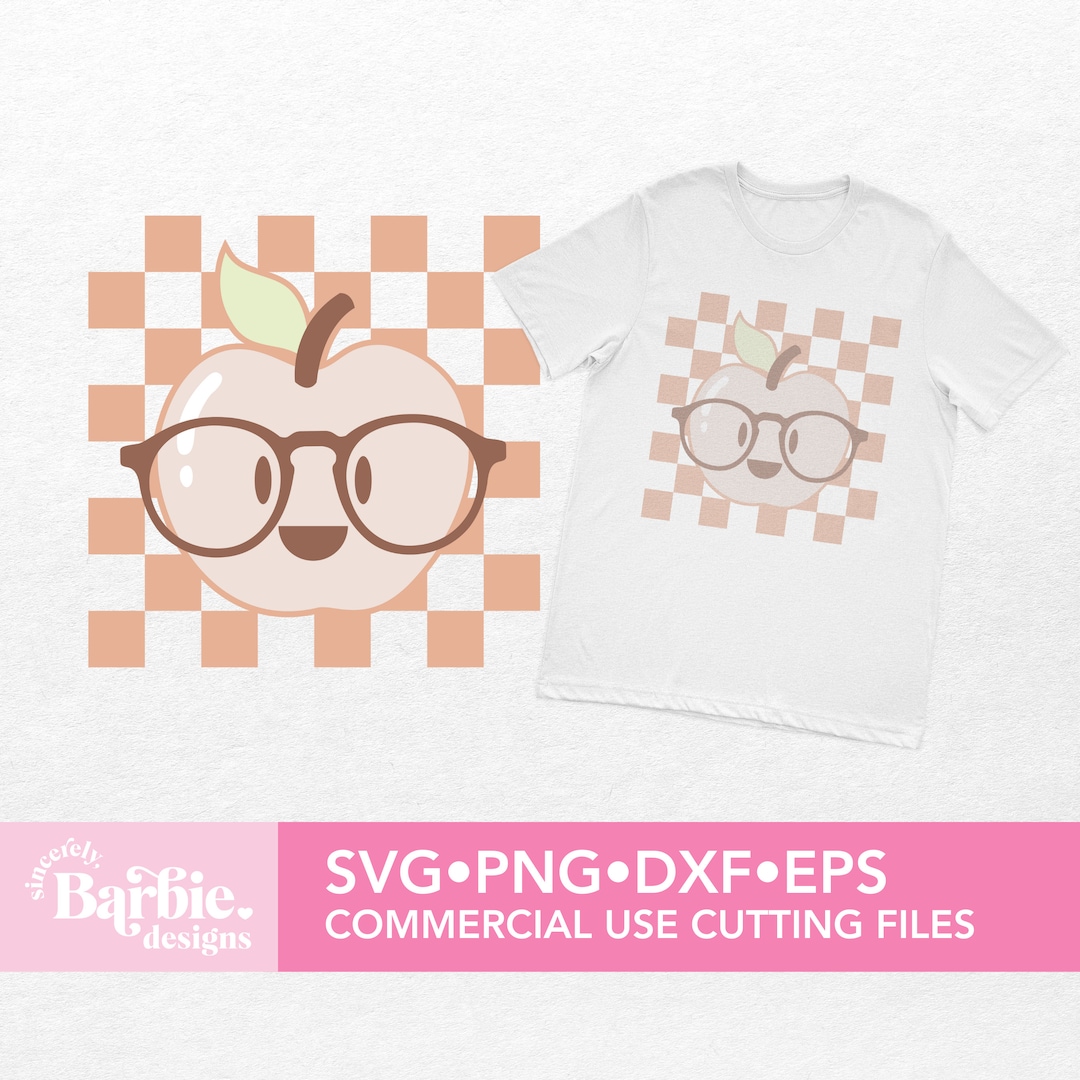 Happy Checkered Apple Smile SVG File | for Kids and Teacher Digital ...