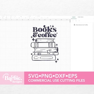 Book Svg Png Files | More Books and Coffee | Reading Svg Digital ...