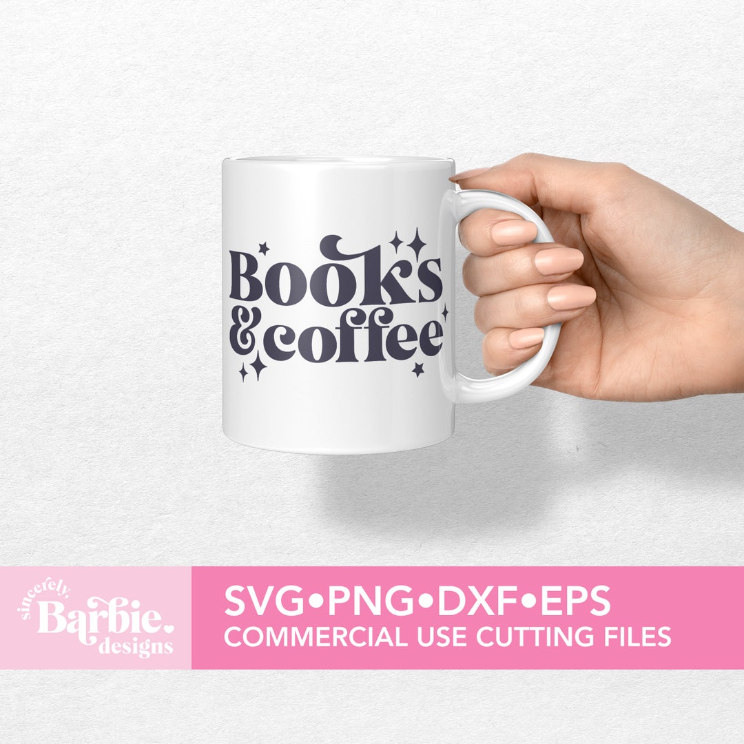 Book Svg Png Files | Books and Coffee | Reading Svg Digital Download - Etsy