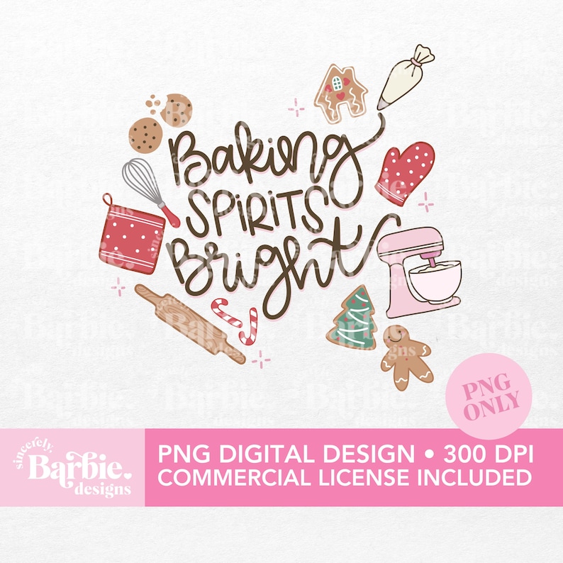 Baking Spirits Bright PNG - Christmas Baking Clipart (digital Download ...