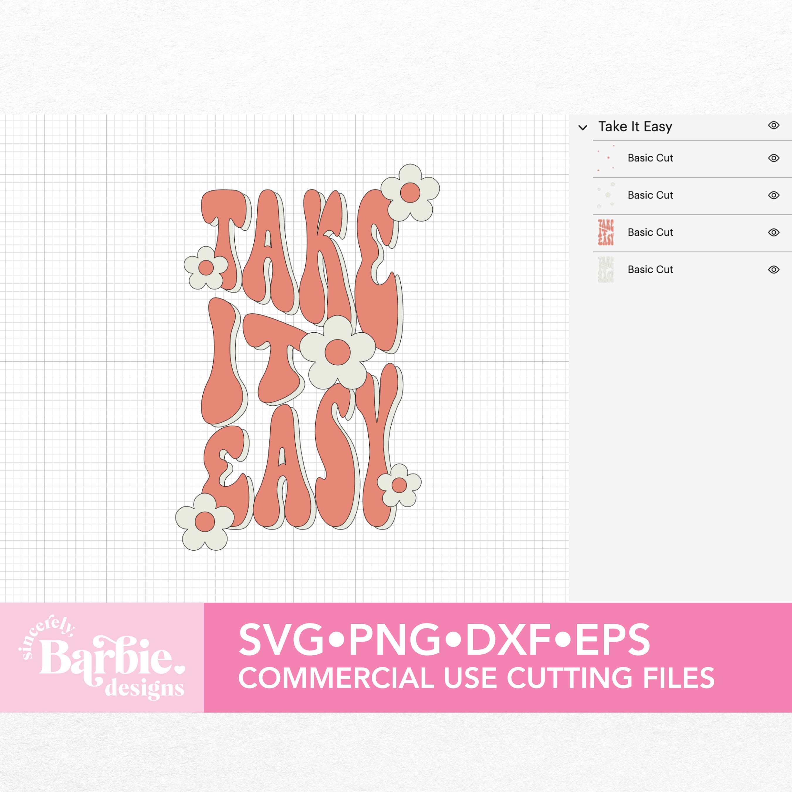 Take It Easy SVG File Positive Affirmations Digital Download - Etsy