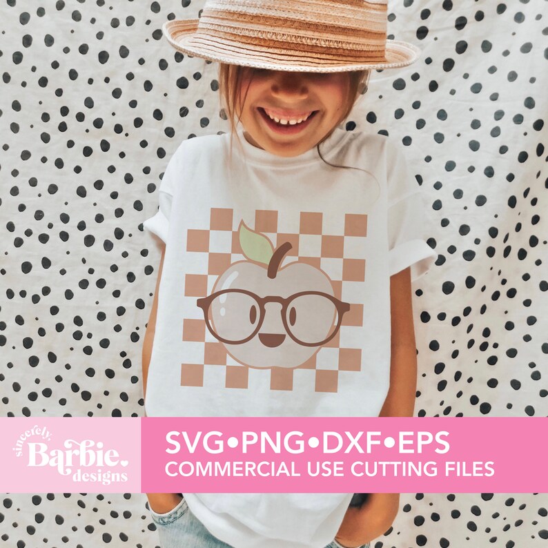 Happy Checkered Apple Smile SVG File for Kids and Teacher - Etsy