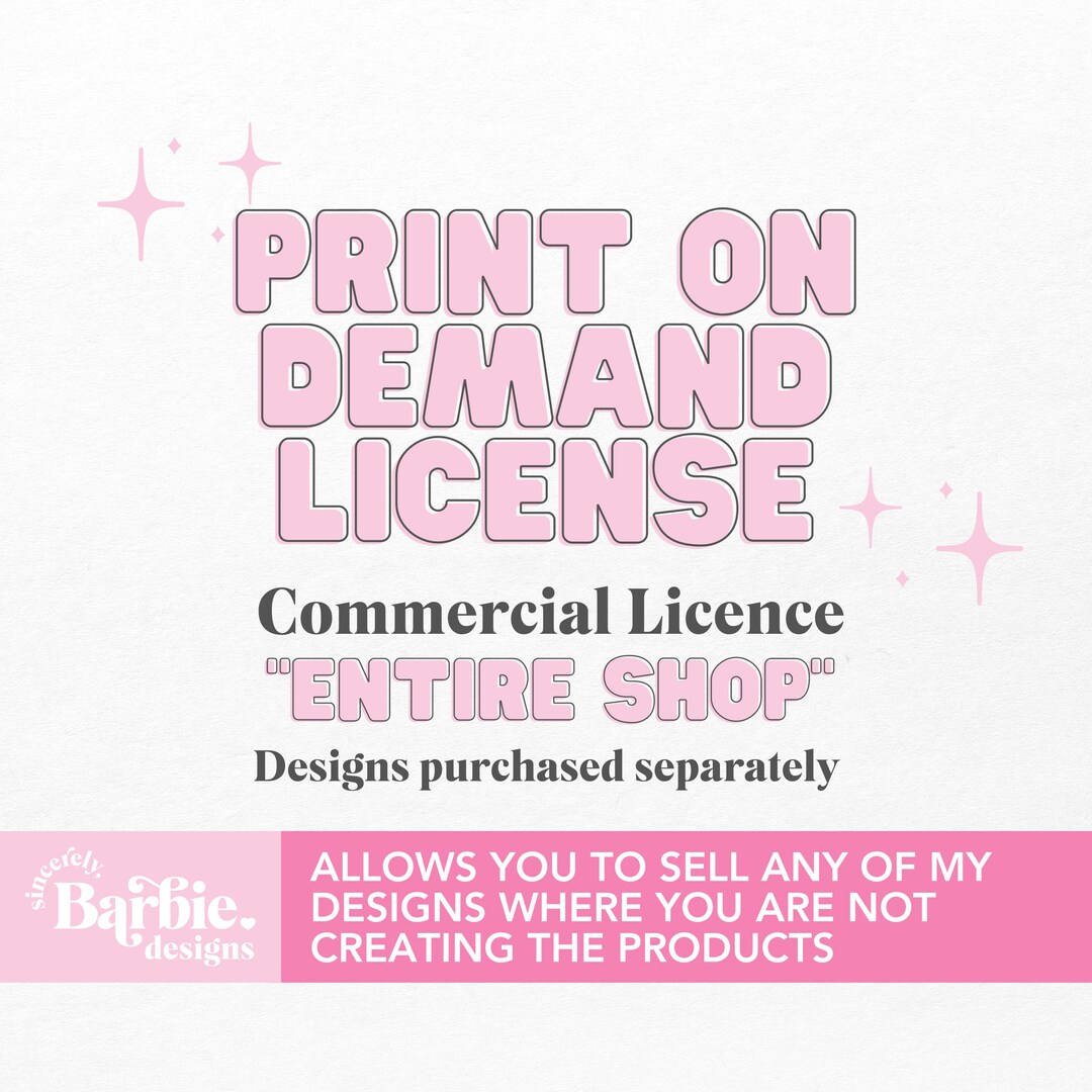 Print on Demand License: Commercial License for Entire Shop - Etsy
