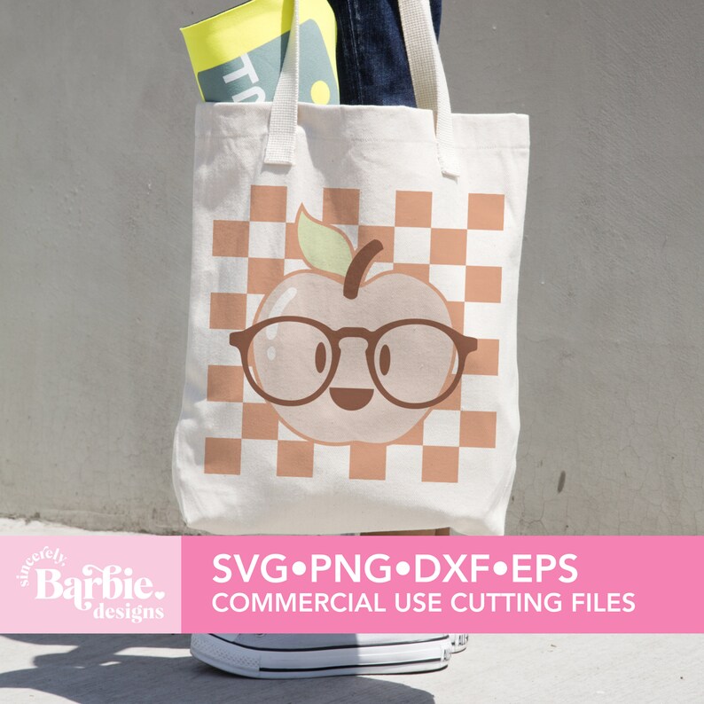 Happy Checkered Apple Smile SVG File for Kids and Teacher - Etsy