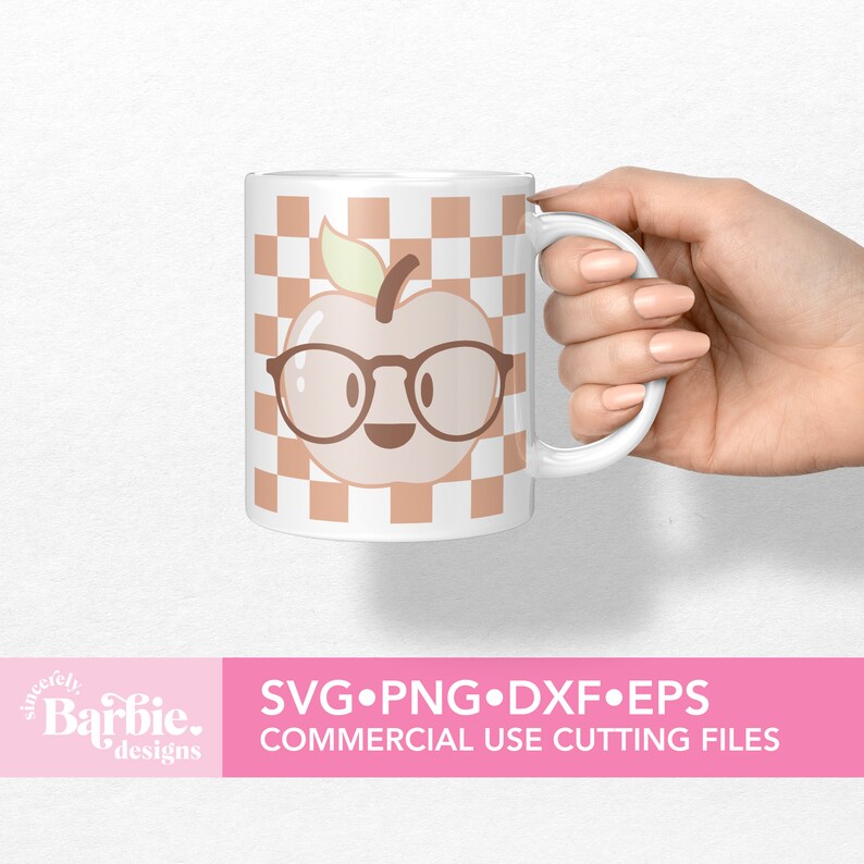 Happy Checkered Apple Smile SVG File for Kids and Teacher - Etsy