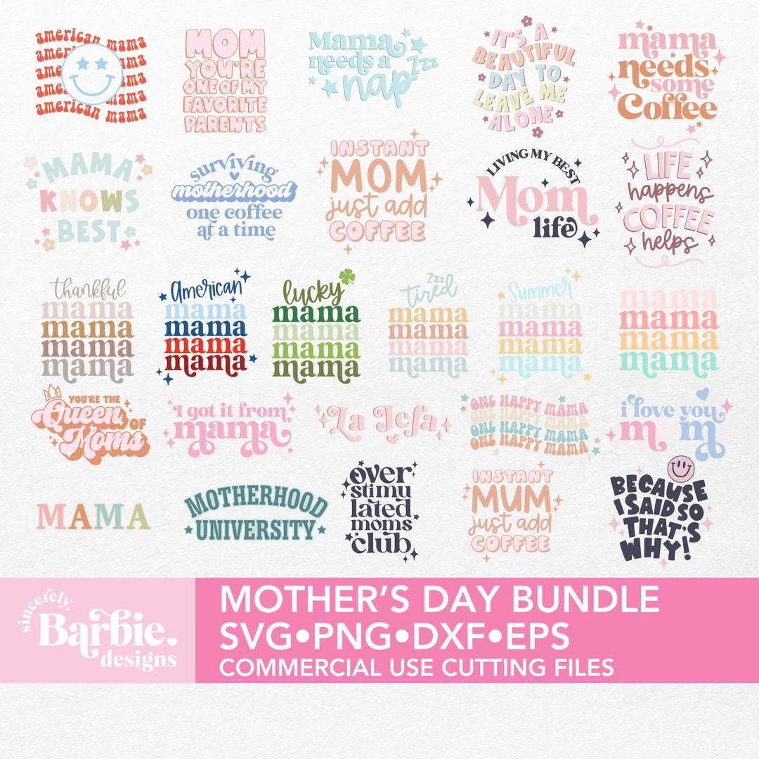 Mother's Day SVG PNG Bundle: 27 Mom Designs (digital Download) - Etsy
