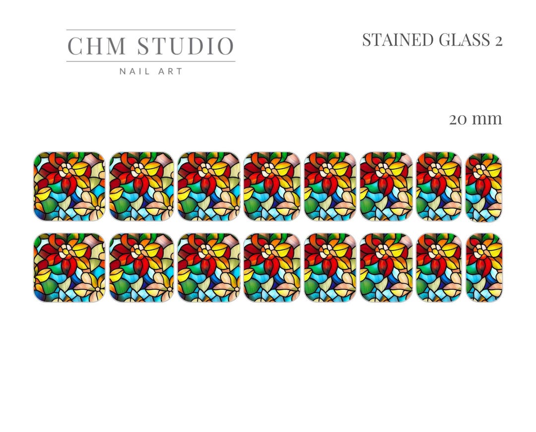 Stained Glass | Floral | Waterslide Paper | Nail Decals - Etsy