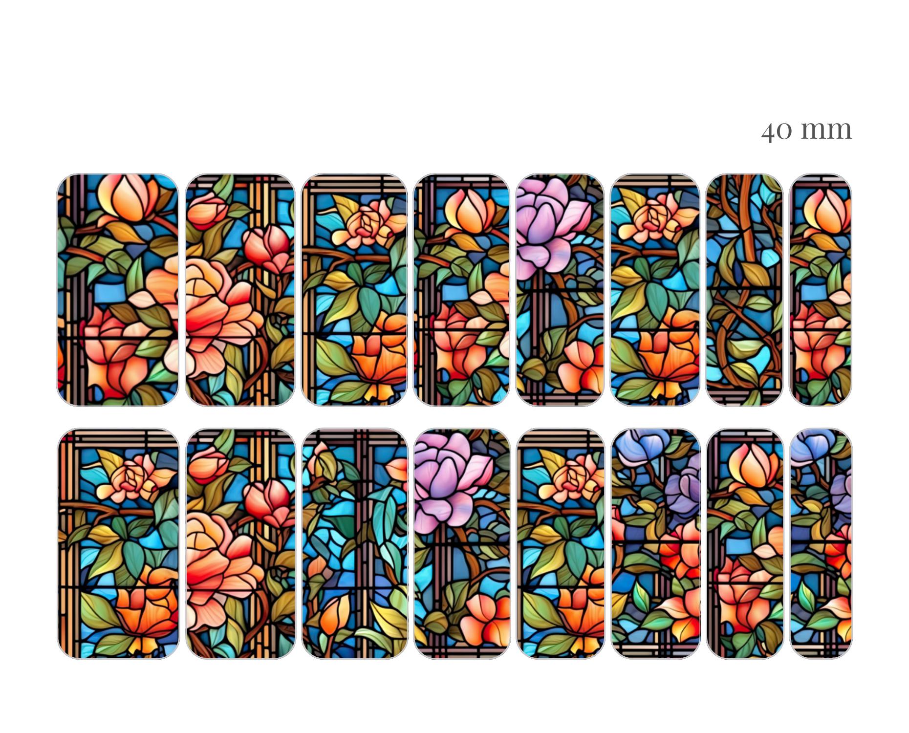 Stained Glass | Floral | Waterslide Paper | Nail Decals - Etsy