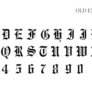 Old English Font | Alphabet and Numbers | Waterslide Paper | Nail Art ...
