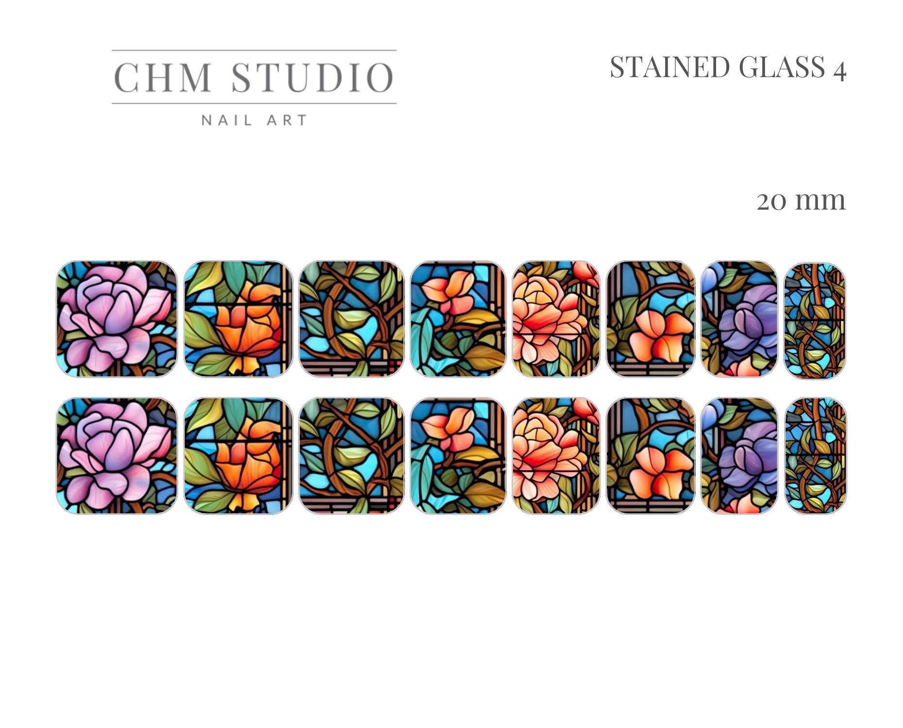Stained Glass | Floral | Waterslide Paper | Nail Decals - Etsy
