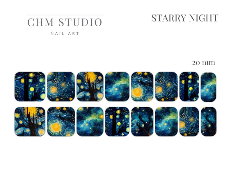 Van Gogh Inspired | Starry Night | Waterslide Paper | Nail Decals - Etsy
