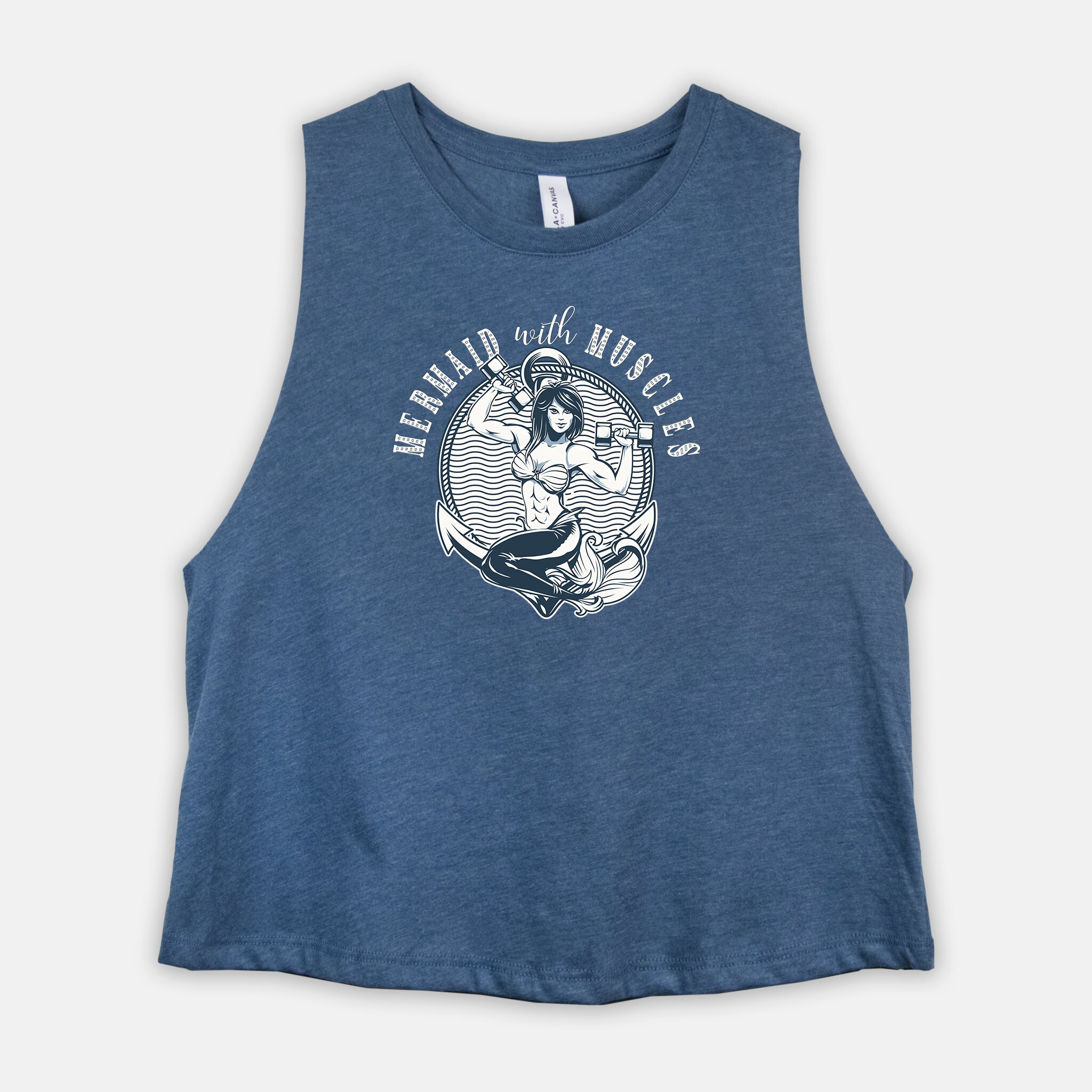 Mermaid With Muscles Cropped Workout Top Mermaid Tank Top | Etsy