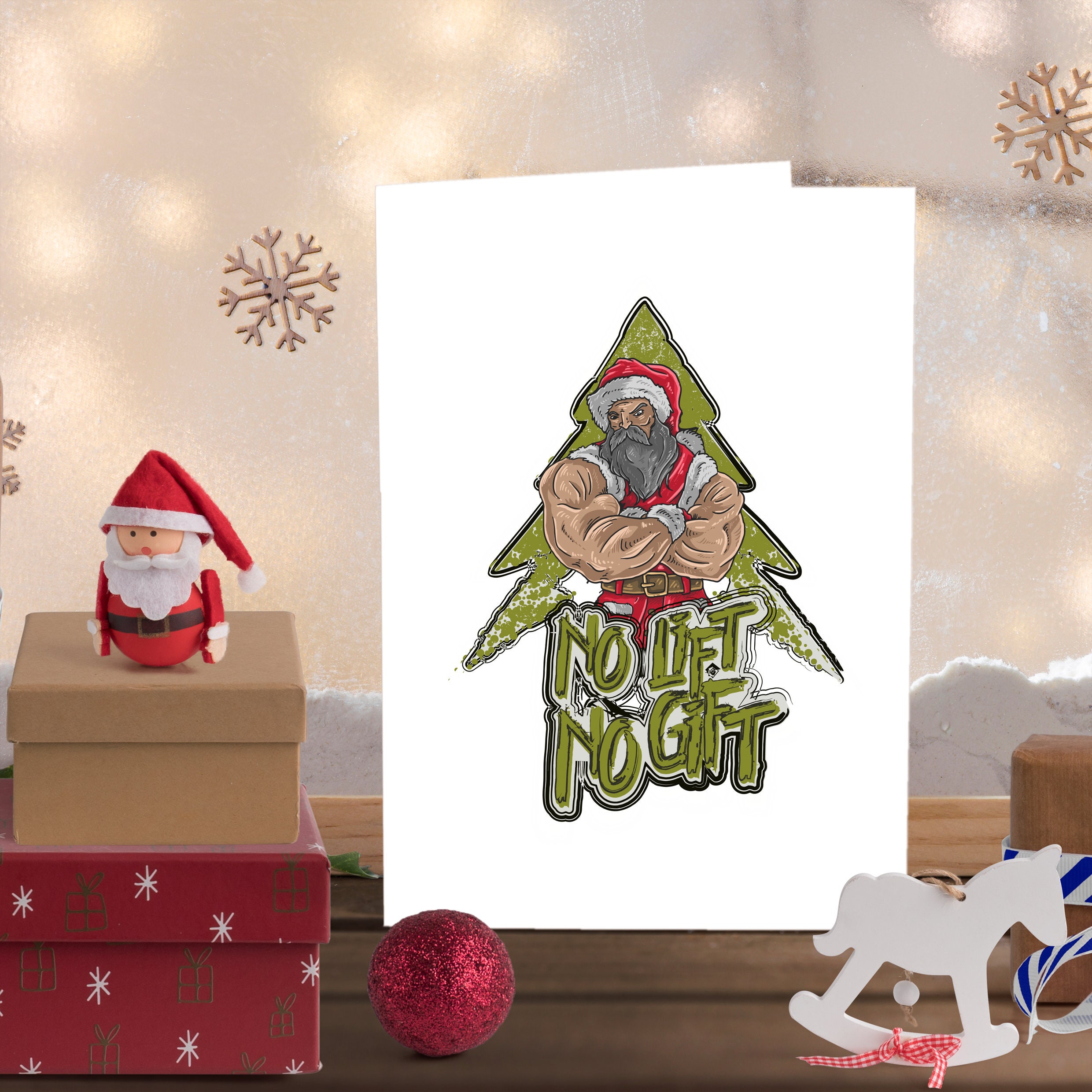 Bodybuilder Pun Christmas Card Funny Christmas Cards for Gym | Etsy