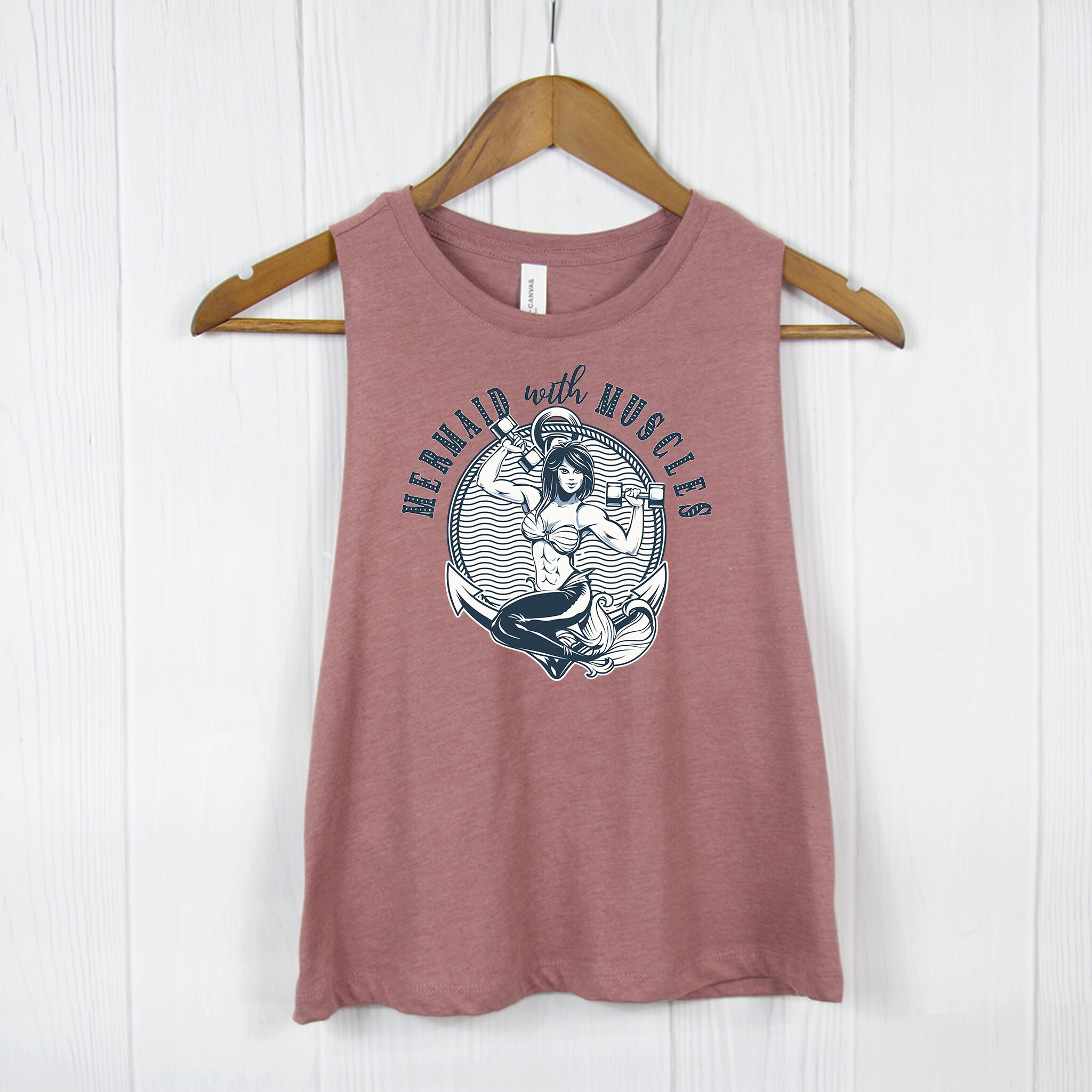 Mermaid With Muscles Cropped Workout Top Mermaid Tank Top | Etsy