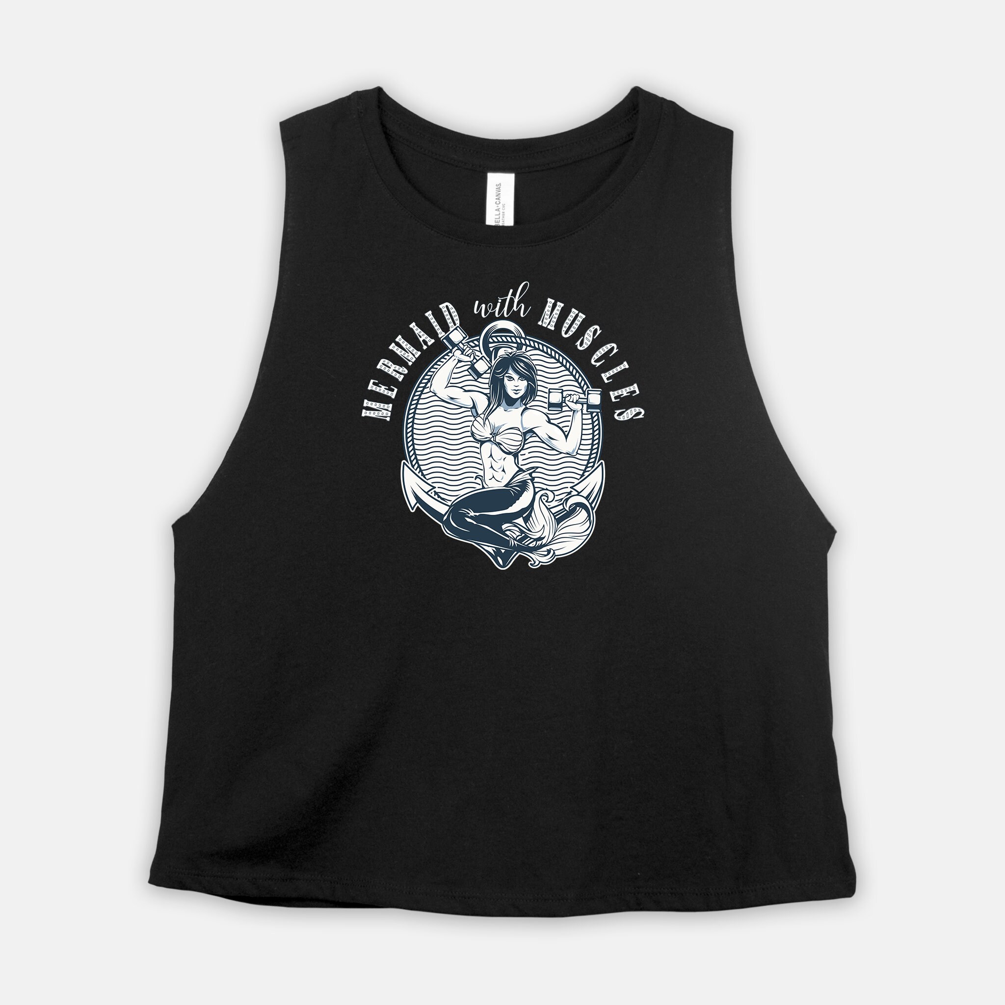 Mermaid With Muscles Cropped Workout Top Mermaid Tank Top | Etsy