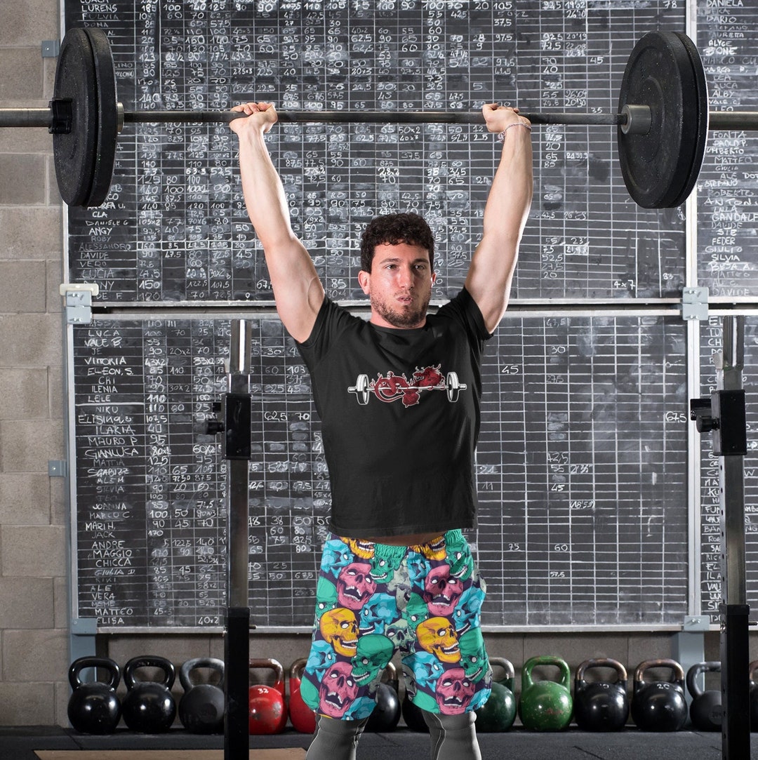 Japanese Dragon Gym Guy Shirt, Vintage Dragon With Barbell ...