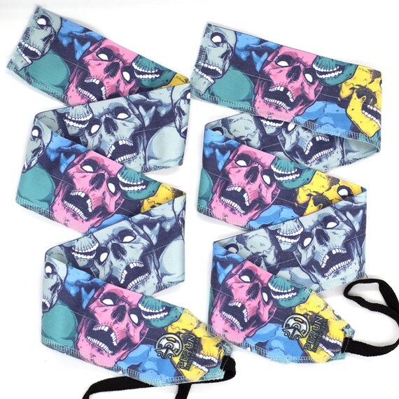 Neon Skulls Weight Lifting Wrist Wraps Double Sided Fabric - Etsy
