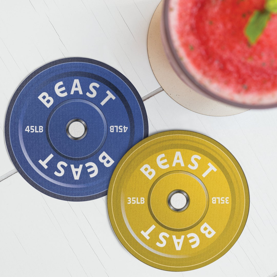 Barbell Plates Personalized Drink Coasters Set for Gym Goers ...