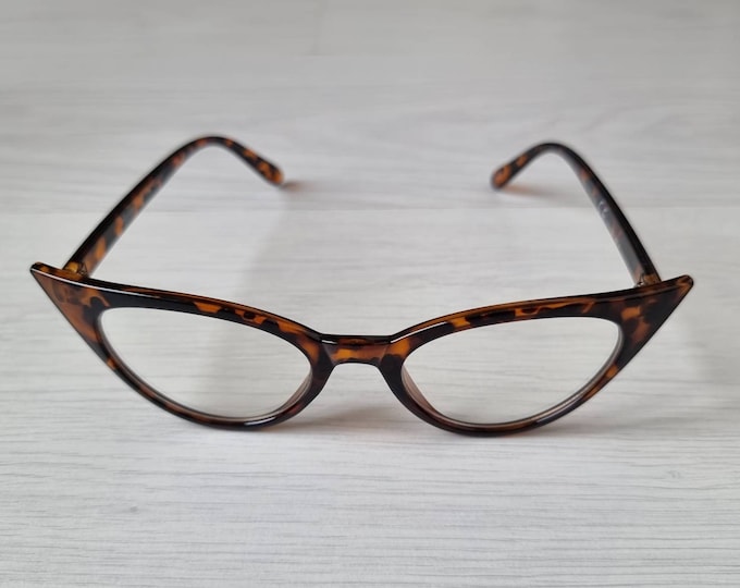 Thin Brown Tortoise Shell Cats Eye Clear Fashion Vintage Retro - Etsy