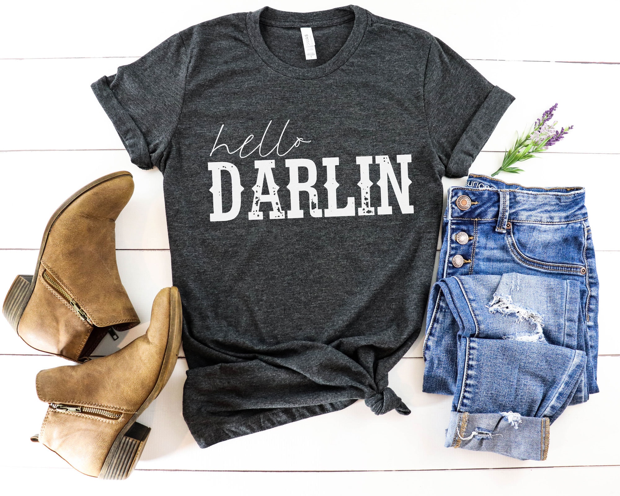 Hello Darlin Distressed SVG Cut File | Etsy
