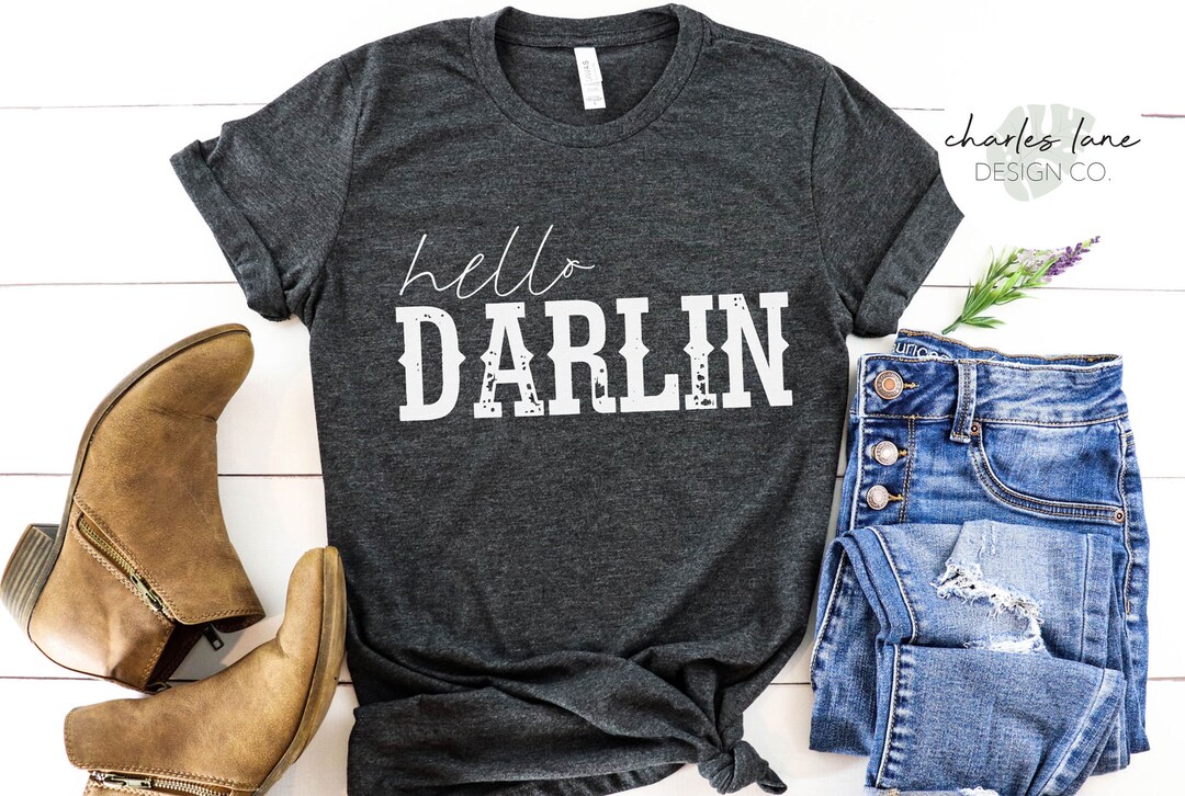 Hello Darlin Distressed SVG Cut File - Etsy