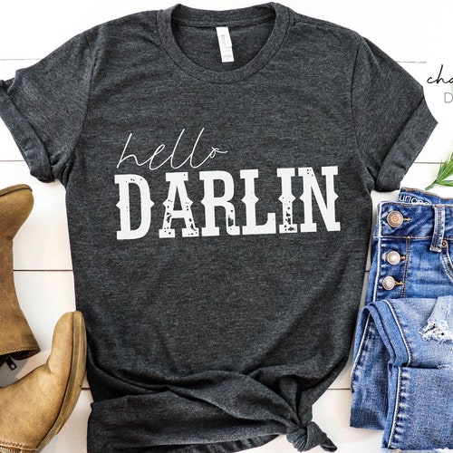 Hello Darlin Distressed SVG Cut File - Etsy