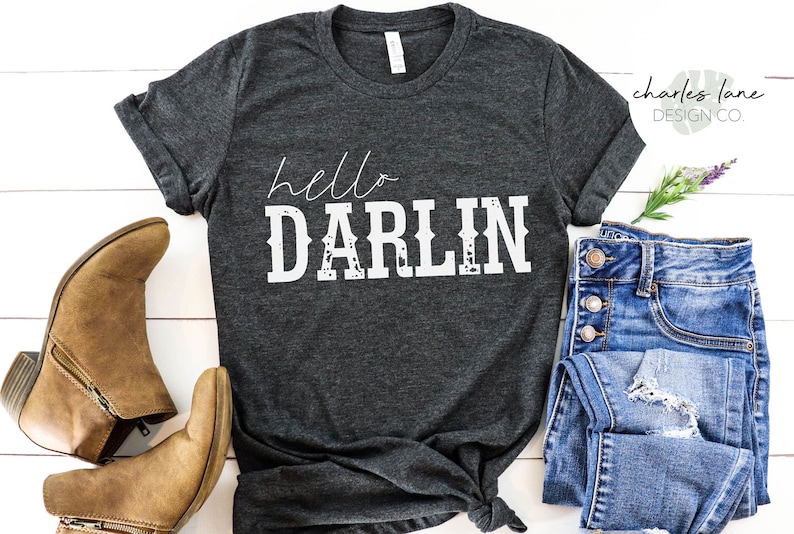 Hello Darlin Distressed SVG Cut File - Etsy