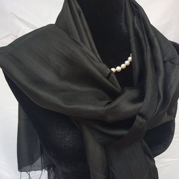 Black Silk Scarf - Etsy