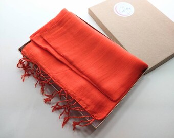 Orange Red Scarf - Etsy