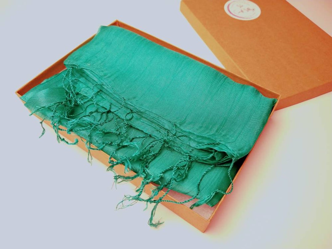 Turquoise Raw Silk Scarf: Shimmering Cyan Wedding Shawl (24x72 Inches ...
