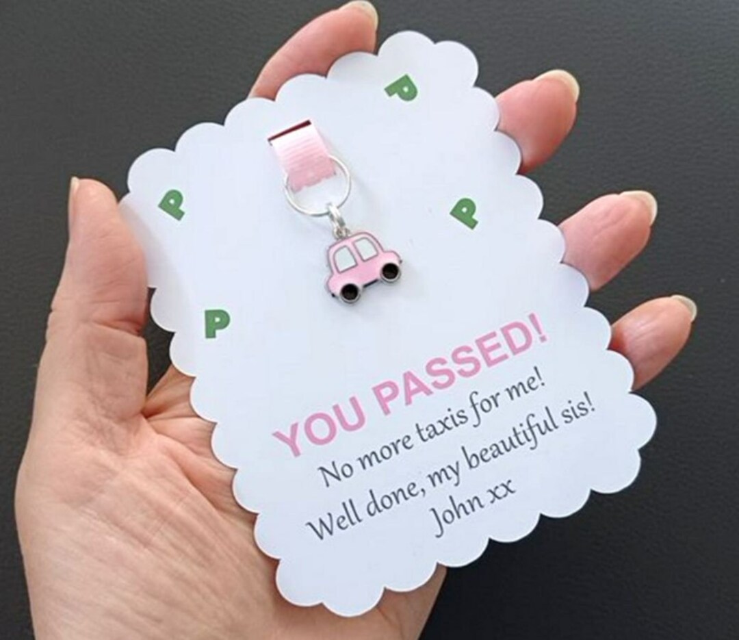 Charm Card Passing Driving Test Pink Car Personalised - Etsy
