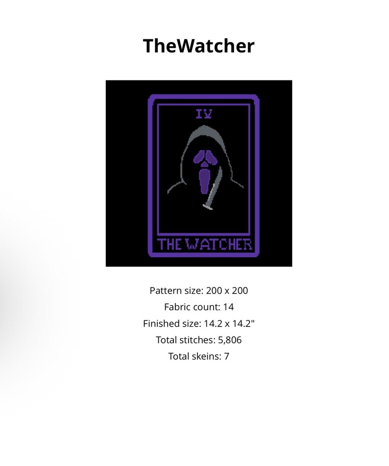 Ghostface Cross Stitch Pattern PDF : Horror Tarot Card - Etsy