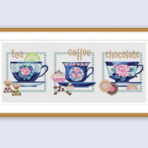 Cup Tea Cross Stitch Pattern Coffee Cross Stitch Kitchen | Etsy