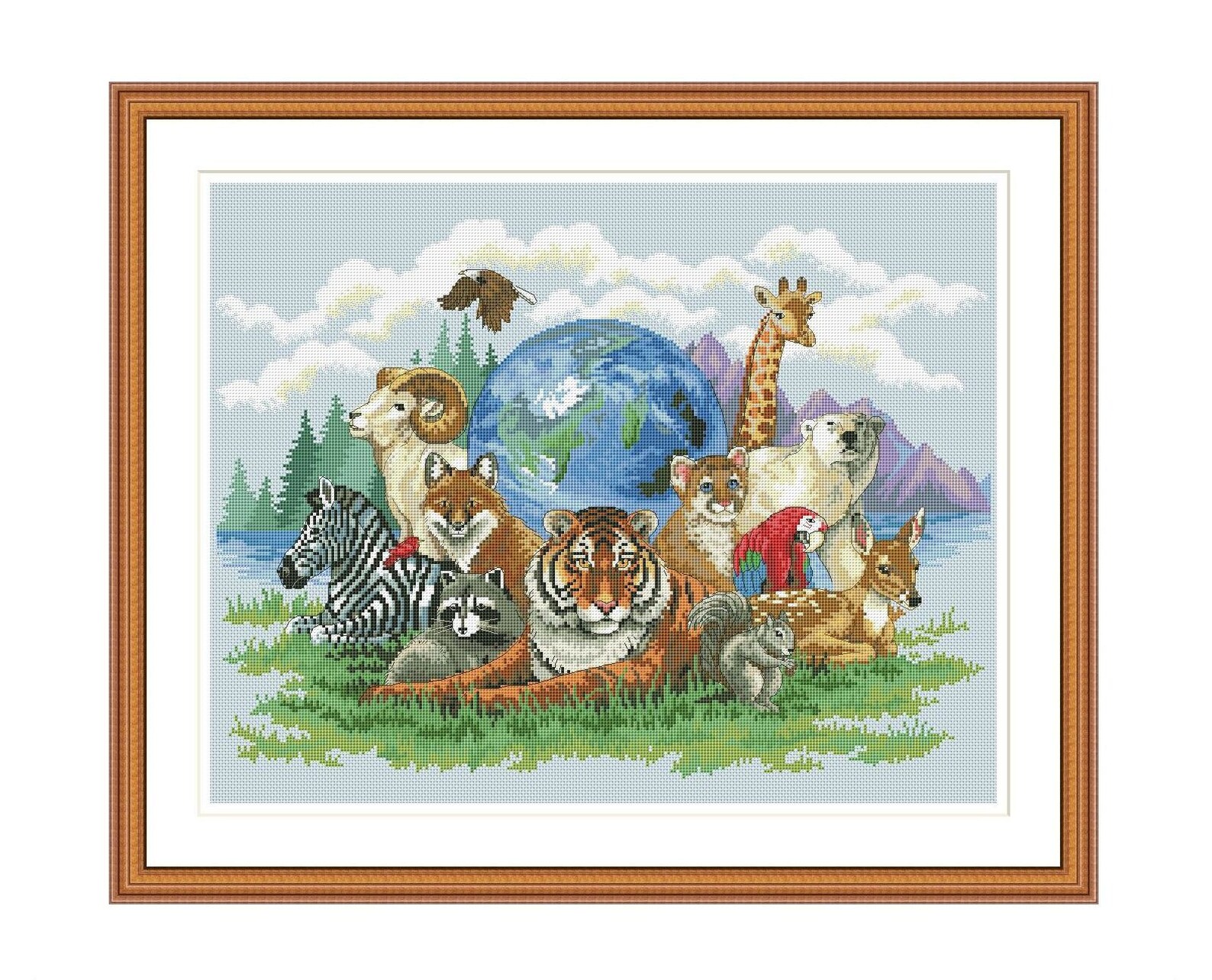 Wild Animals Cross Stitch Pattern Earth Planet Nature Digital - Etsy