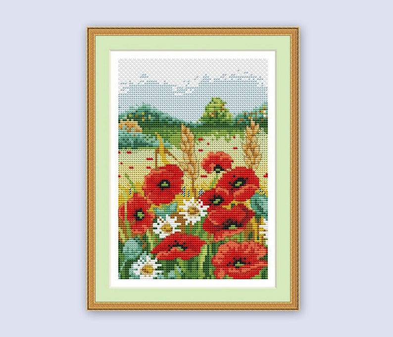 Poppies Cross Stitch Pattern Poppy Wildflowers Summer Digital - Etsy