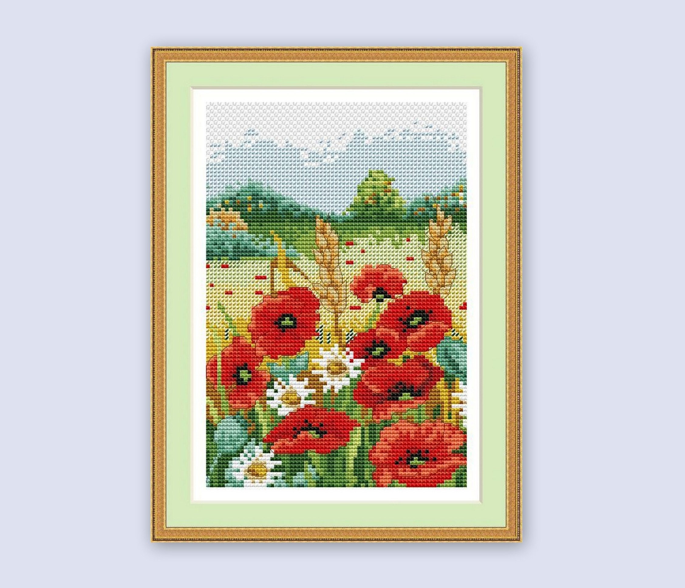 Poppies Cross Stitch Pattern Poppy Wildflowers Summer Digital - Etsy