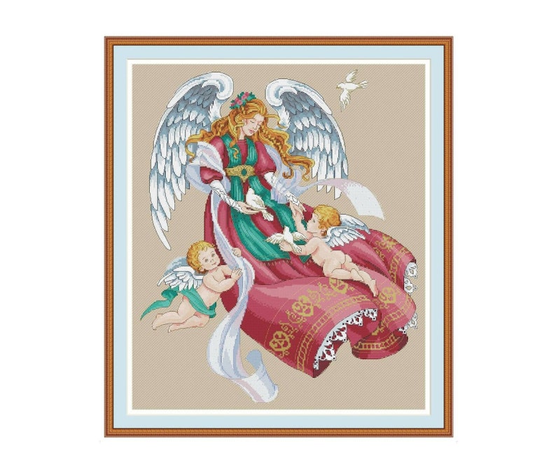 Angel Cross Stitch Pattern Baby Guardian Digital Instant - Etsy