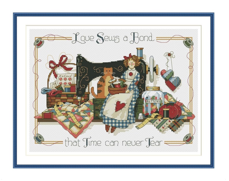 Sew Cross Stitch Pattern Sewing machine Needlewoman Digital | Etsy