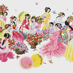 Chinese Girls Cross Stitch Pattern Woman China Digital Instant - Etsy