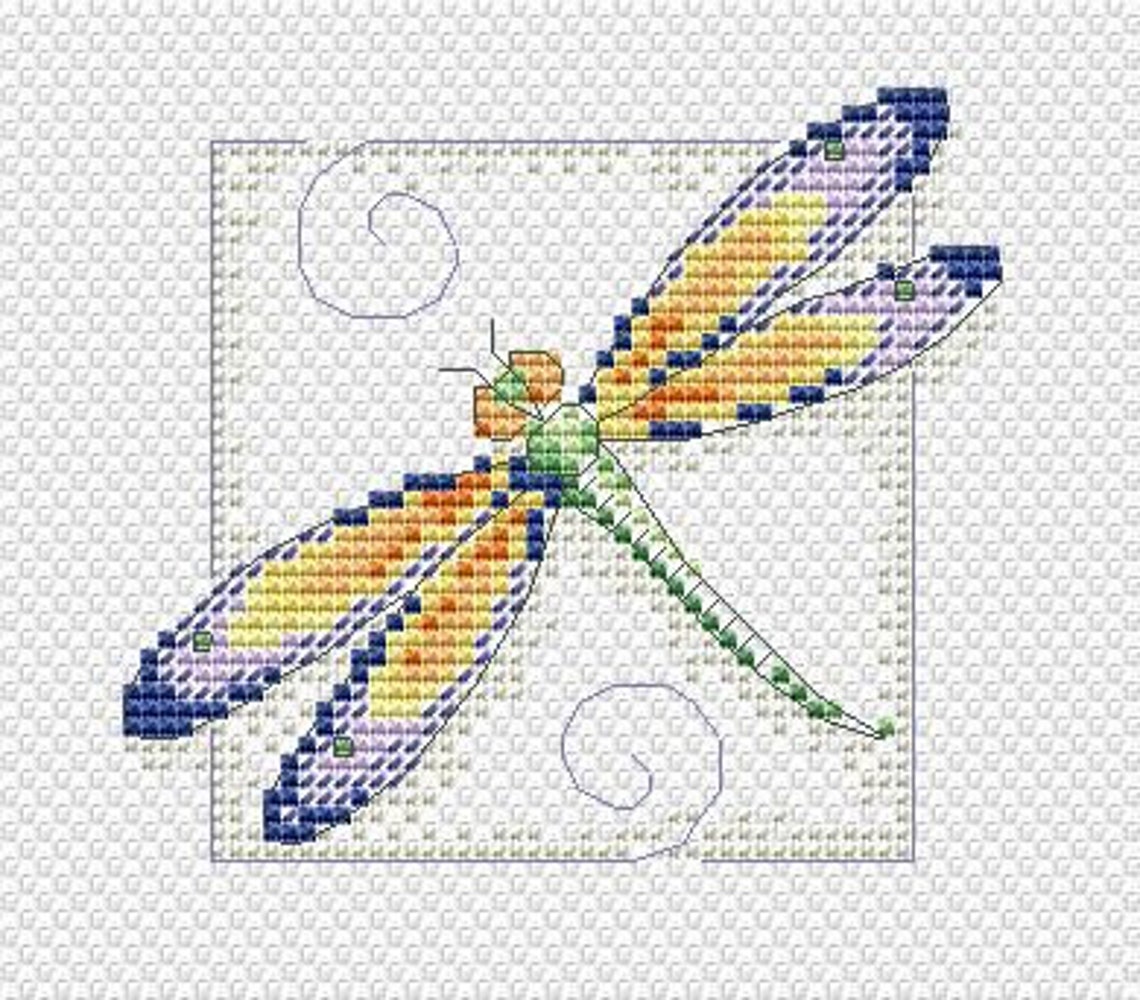 Dragonfly Cross Stitch Pattern Small Mini Insects Digital | Etsy
