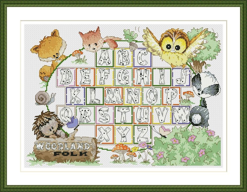 Baby Alphabet Cross Stitch Pattern Letters Woodland Digital - Etsy ...