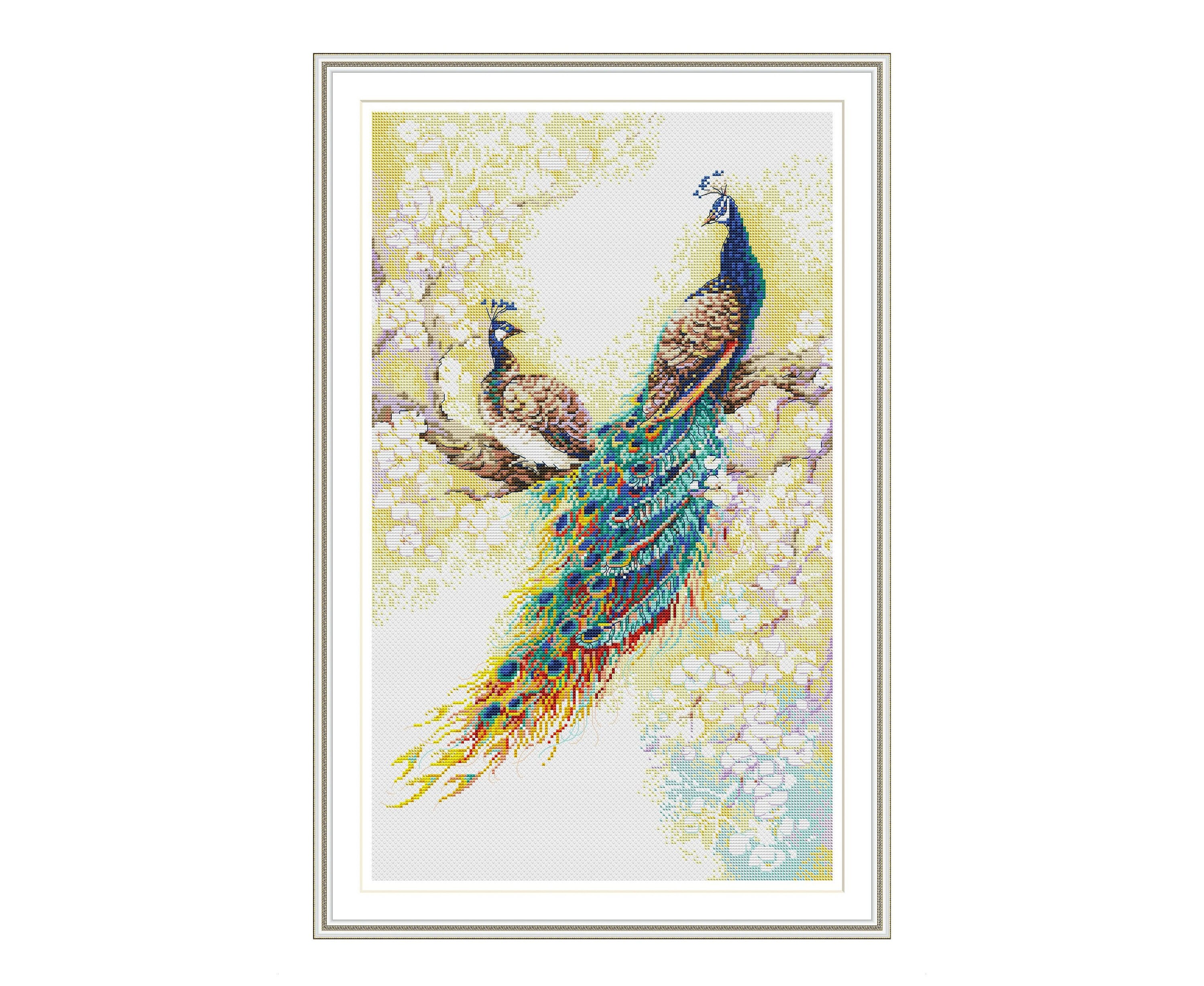 Peacocks Cross Stitch Pattern Couple Birds Digital Instant | Etsy