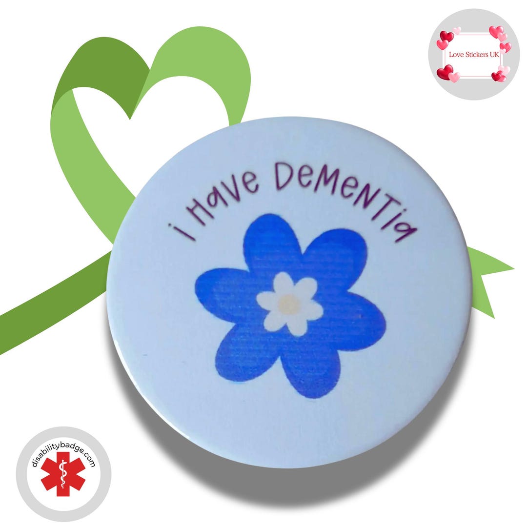 I Have Dementia Hidden Disability Badge or Keyring With Cute Forget-me ...