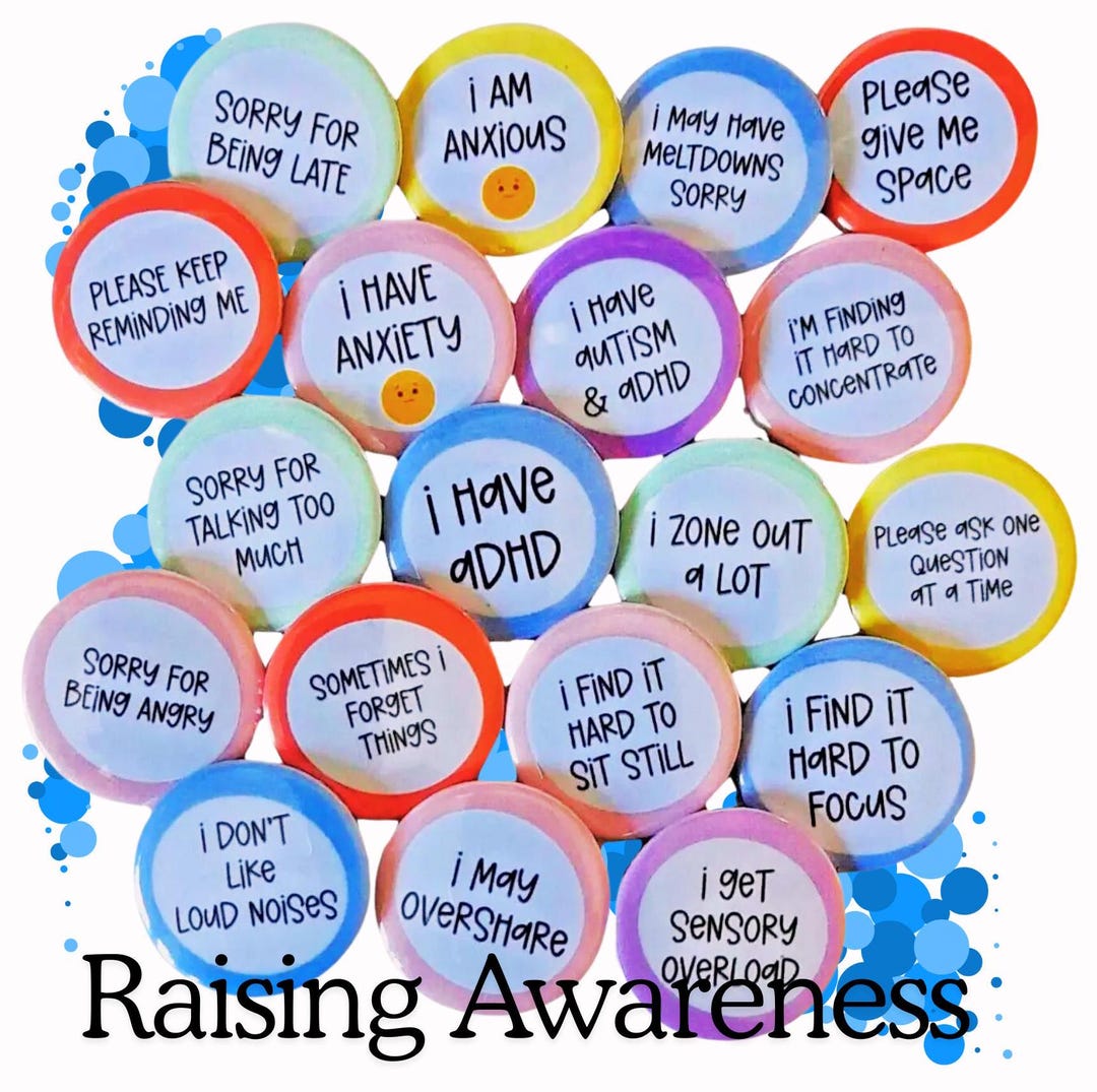 ADHD Badge Collection Hidden Disability Badge Collection, , Invisible ...