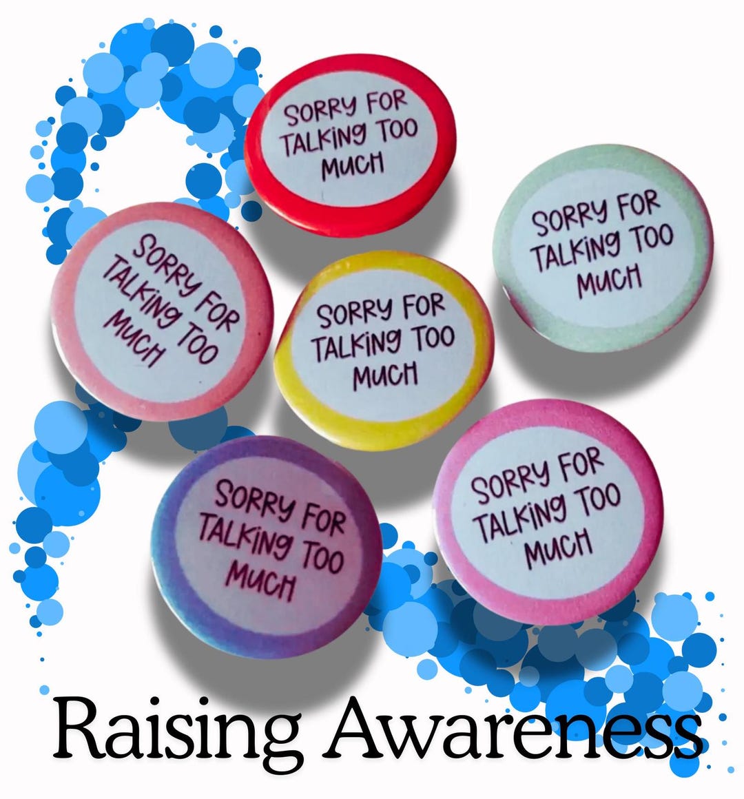 ADHD Awareness Pin Badge: Funny 'sorry for Talking Too Much' Keyring - Etsy