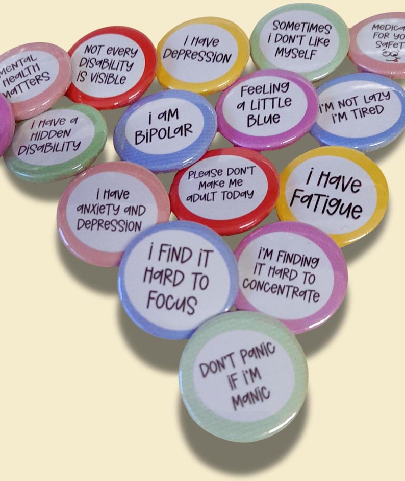 Bipolar Disorder Pin Badge Collection: Mental Health Awareness (45mm ...