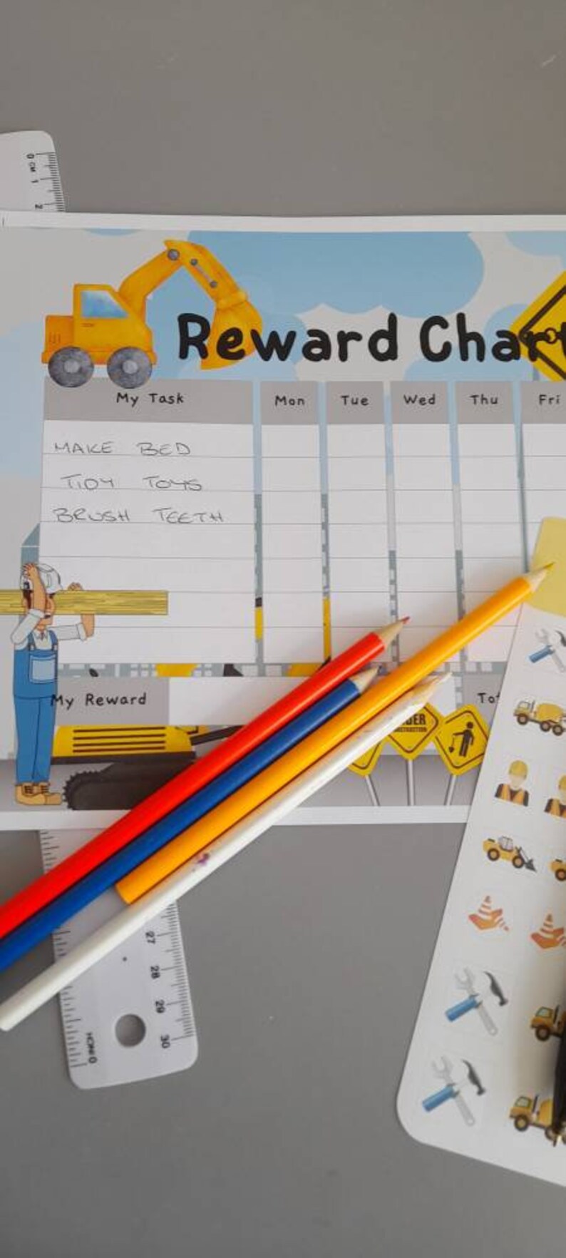 Builders Reward Chart: Kids Behavior & Chore Tracker (digital Download ...