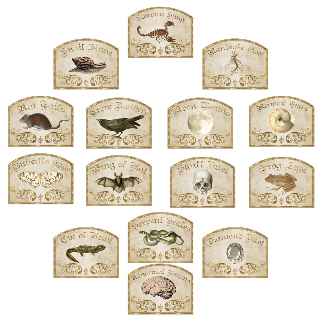 Vintage Style Apothecary Stickers Waterproof Labels for Witches' Decor ...